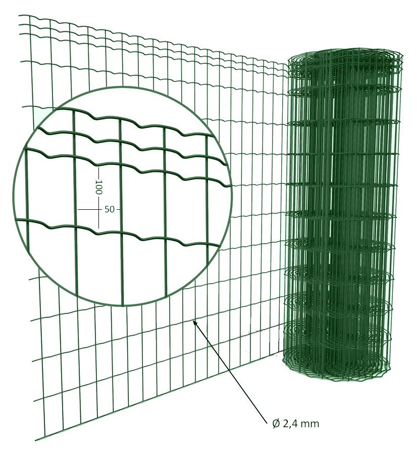 KIT 25 ML DE GRILLAGE SOUDÉ Ht 1m50 - Ø 2,4mm - Maison de la clôture
